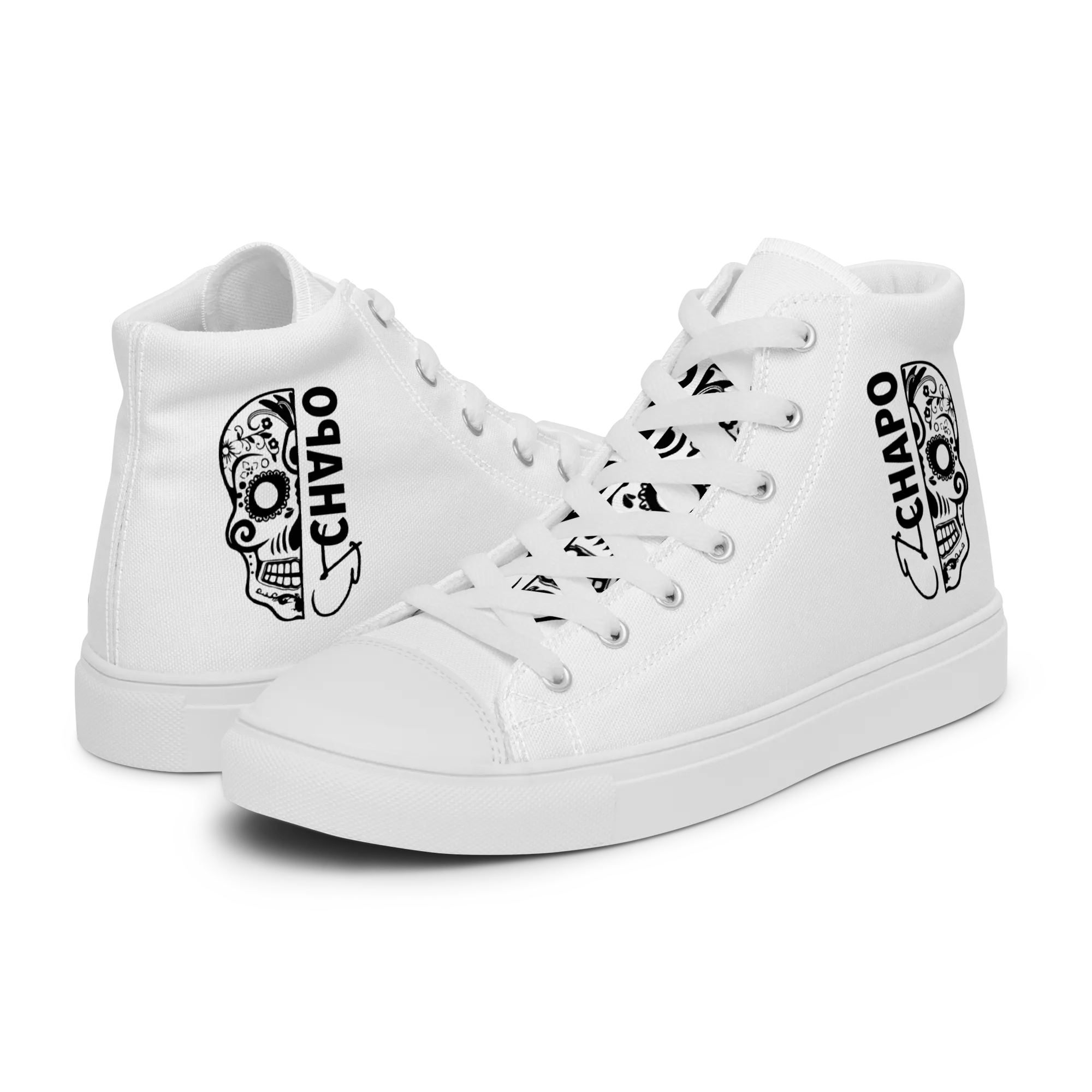 El Chapo White Out Men’s high top canvas shoes – AIFFIA.ONLINE